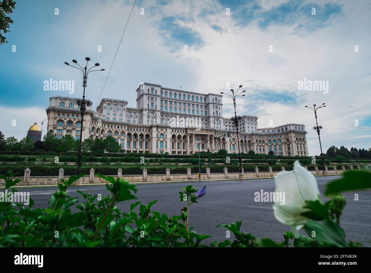 Seat of Romanian parliament, huge building in the centre of Bucharest ...