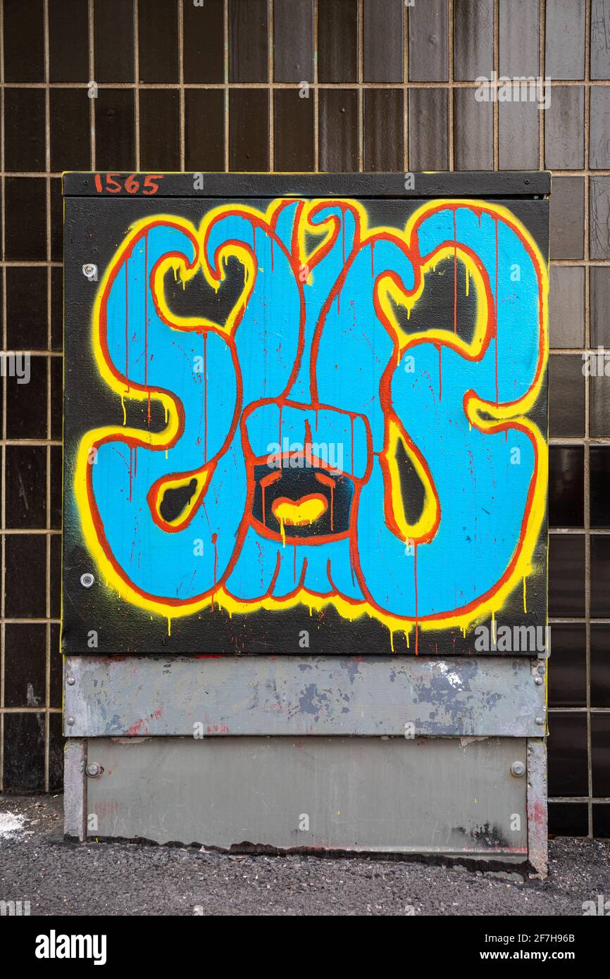 Graffiti street art on electrical hi-res stock photography and images ...