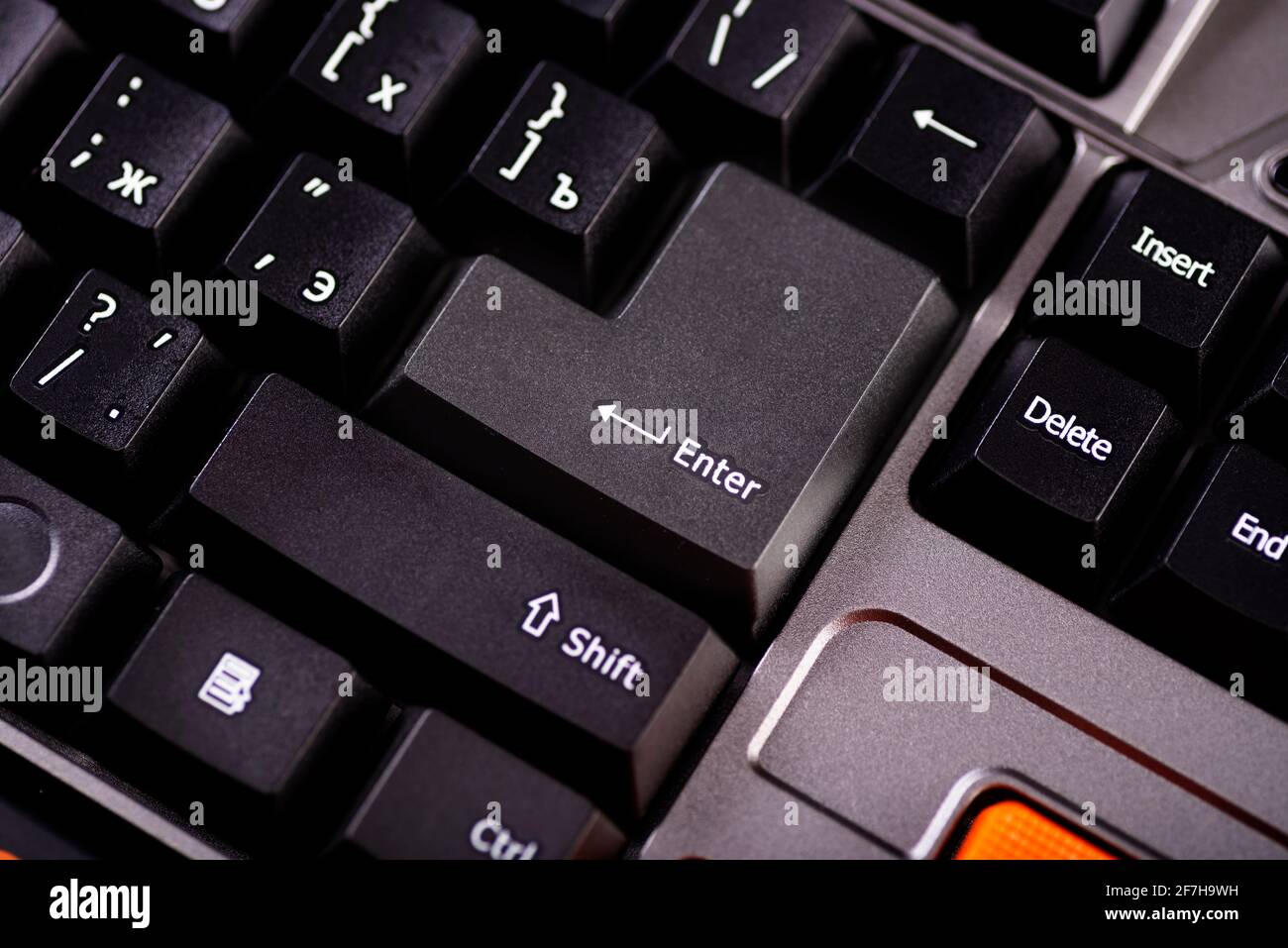 Close-up enter button. Computer keyboard close up Stock Photo - Alamy