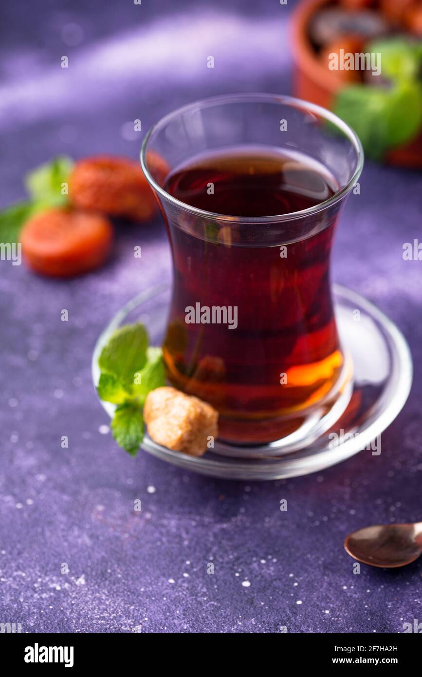 Turkish tea with dried fruits Stock Photo - Alamy