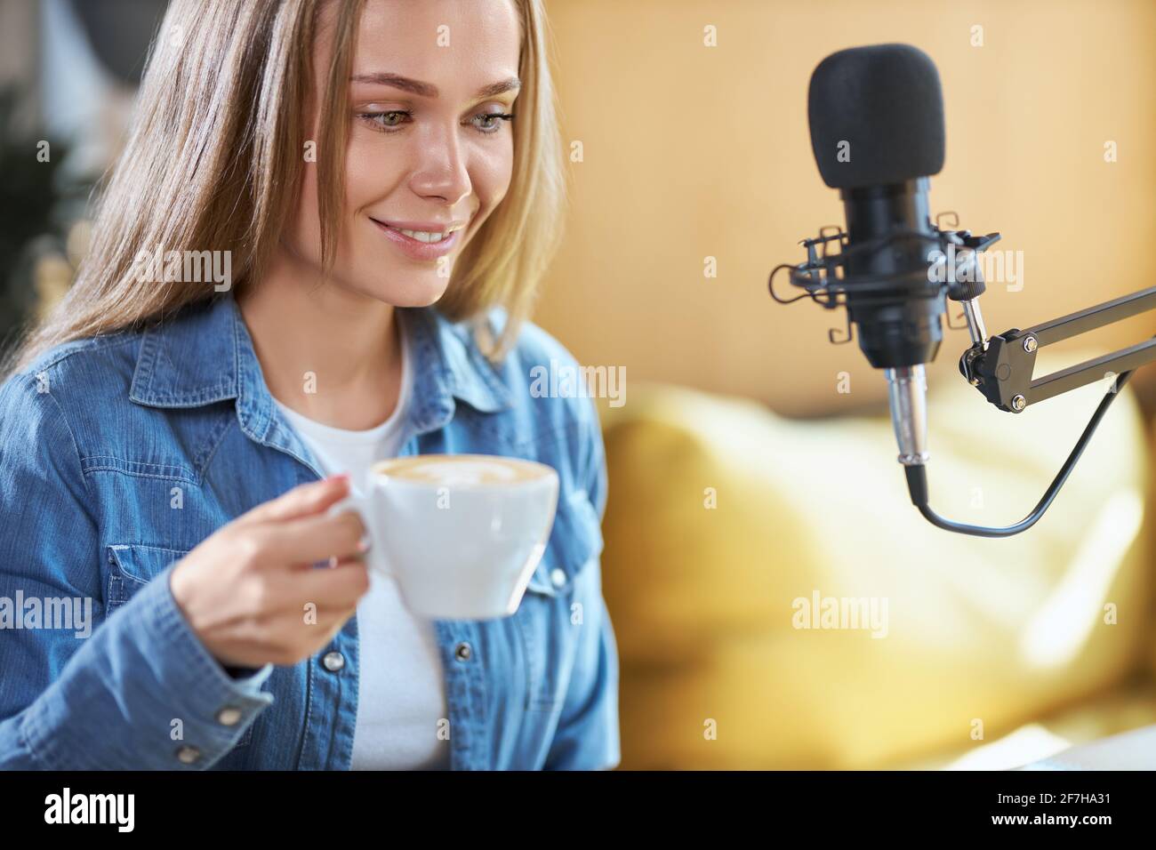 Woman preparing radio broadcast hi-res stock photography and images - Alamy