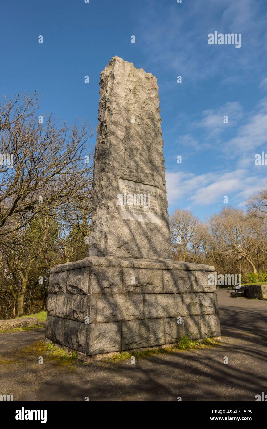 Stone monument commemorating the 1938 Empire Exhibition in Bellahouston ...