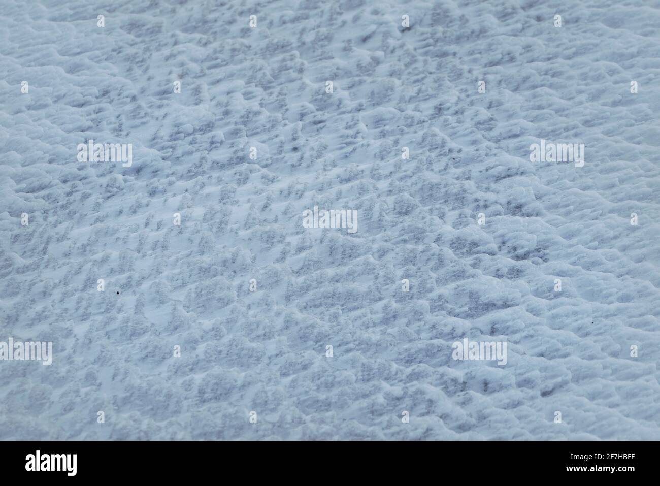 Texture of snow ripples on the field close-up. Selective focus. Natural ...