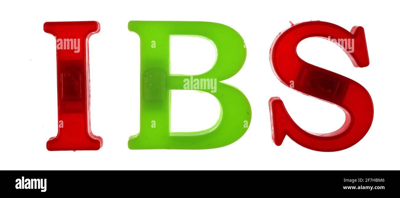 The word ibs is lined with multicolored plastic letters isolated on ...
