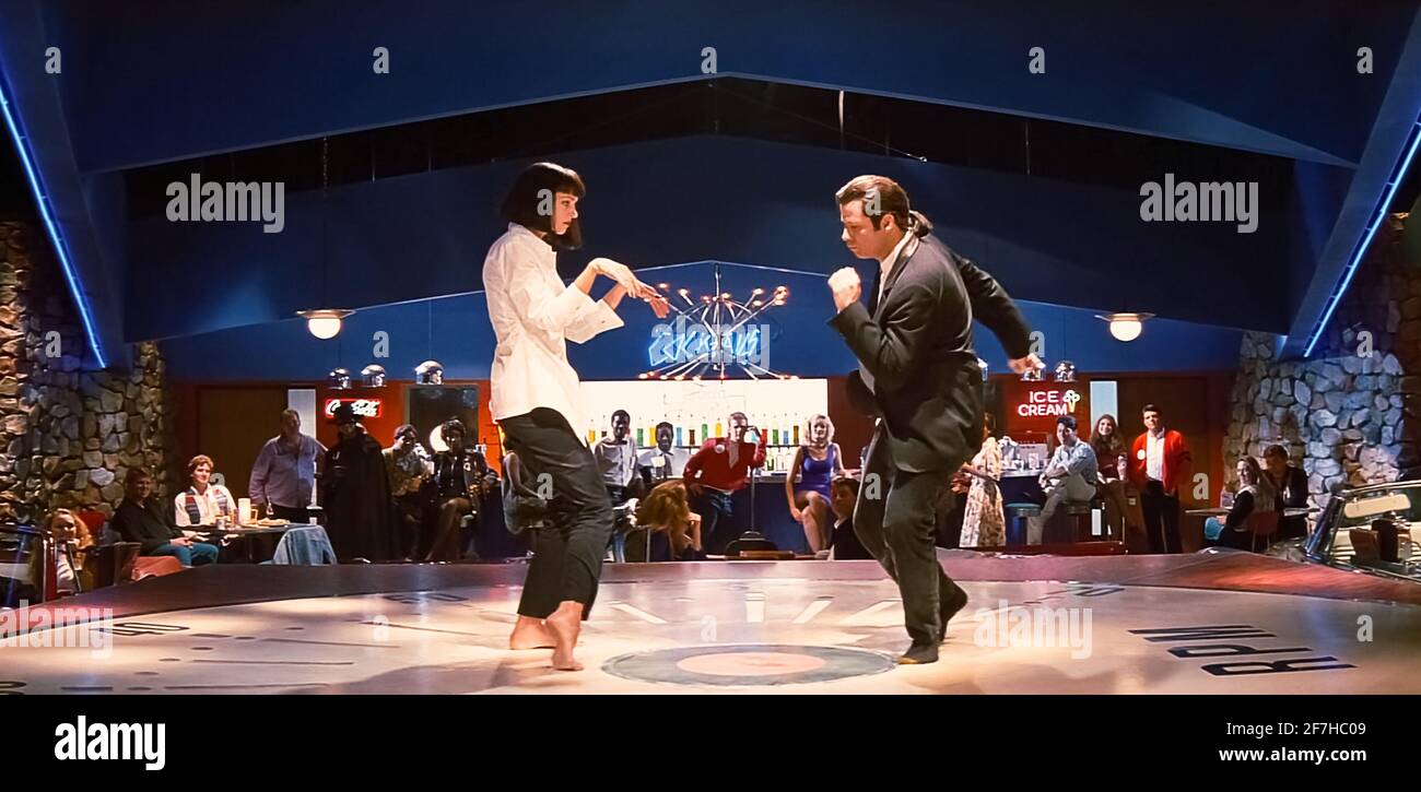USA. Uma Thurman and John Travolta in a scene from the (C)Miramax film ...