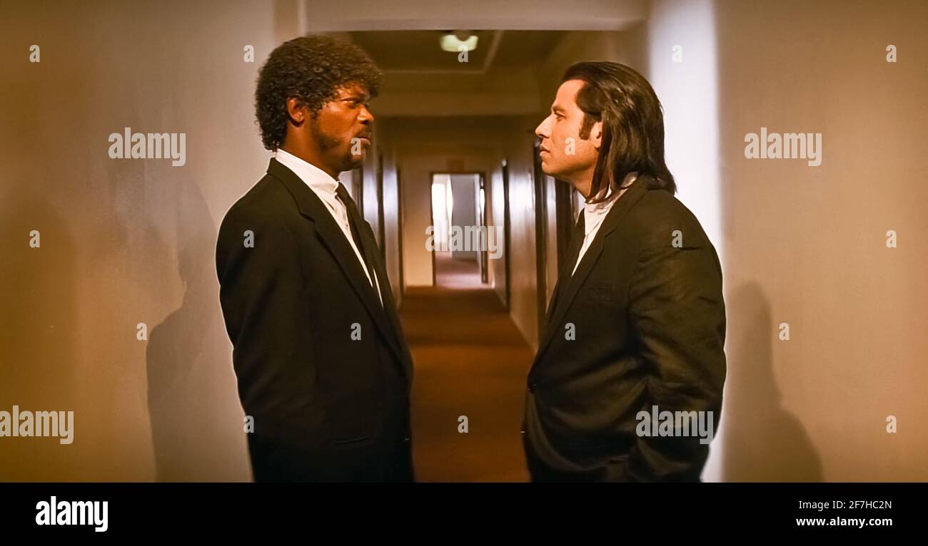 USA. Samuel L. Jackson and John Travolta in a scene from the (C)Miramax ...