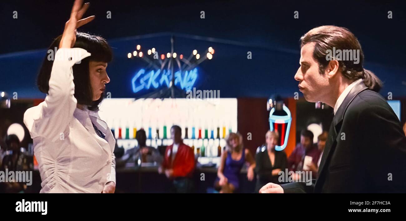 USA. Uma Thurman and John Travolta in a scene from the (C)Miramax film ...