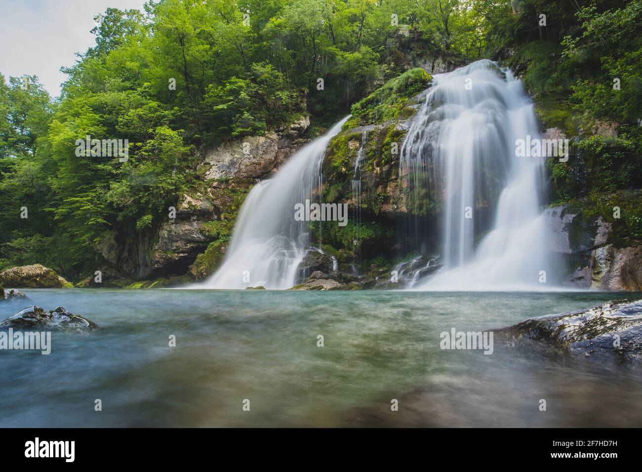 Long exposure of magical looking Virje waterfall in Slovenia, close to ...