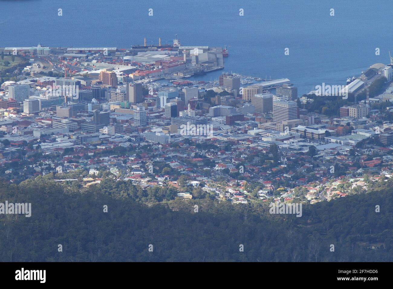 Panorama of the city of Hobart, Tasmania as seen from the Mount ...