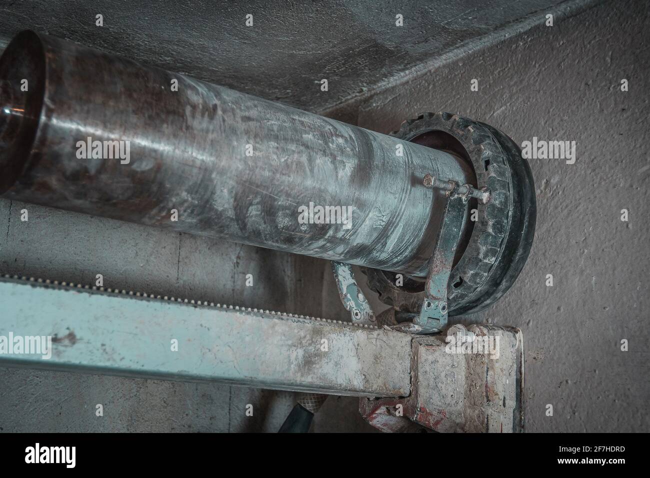 Machine for drilling holes in hthe concrete wall. Red professional ...