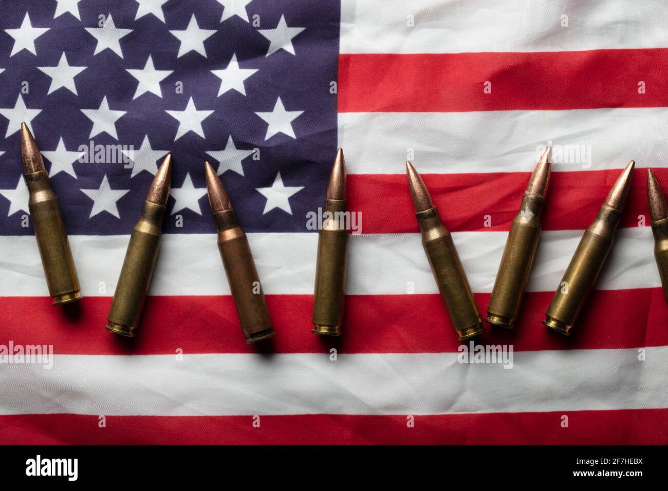 Bullet ammunition on a United states stars and stripes flag Stock Photo ...