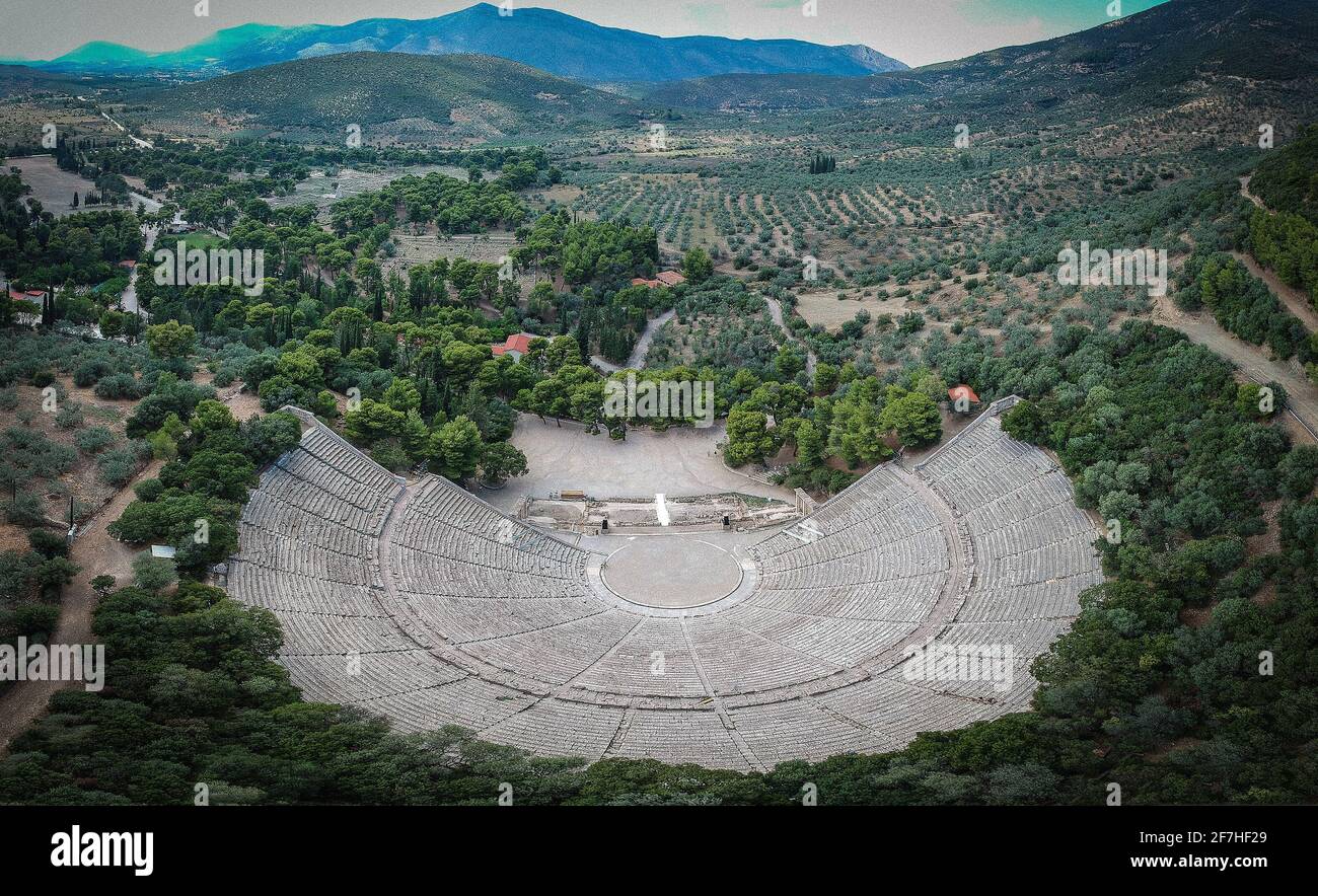 Ancient theatre of epidaurus aerial hi-res stock photography and images - Alamy