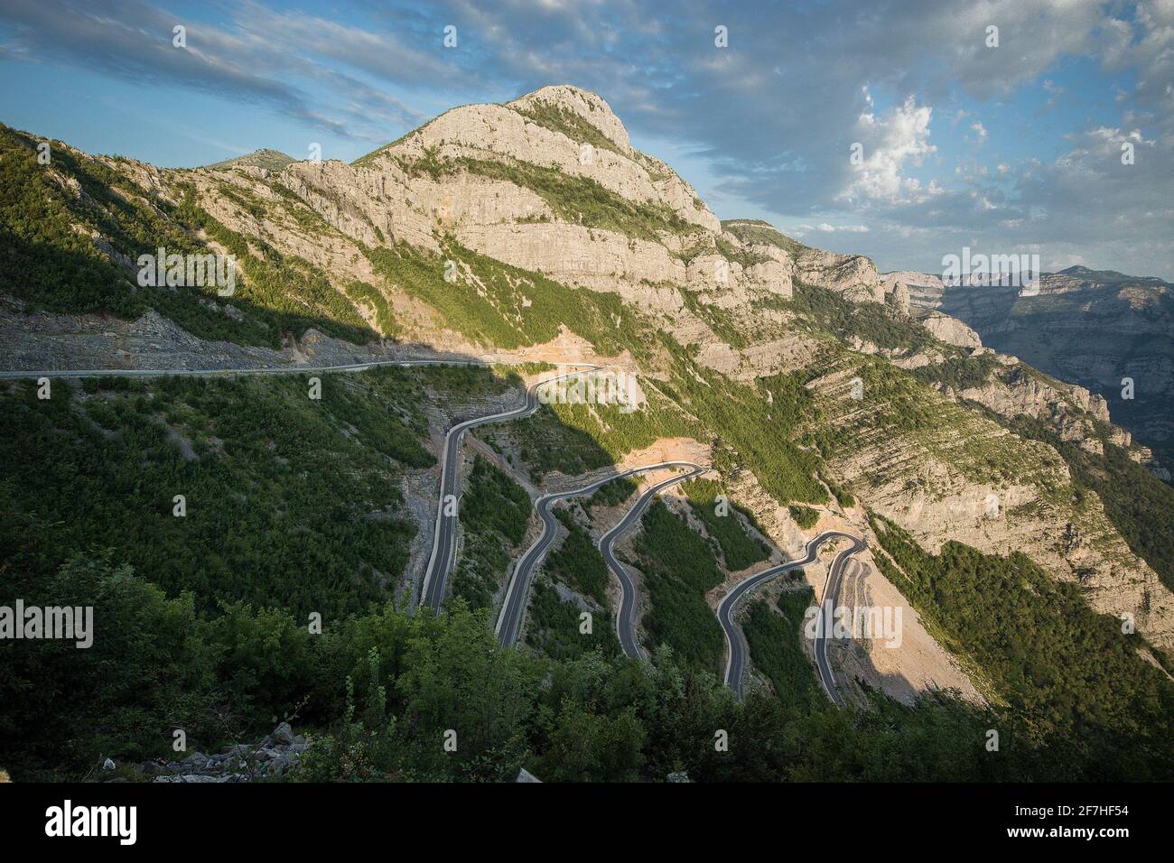 Panorama of epic roads in the north albanian mountains, famous curves ...