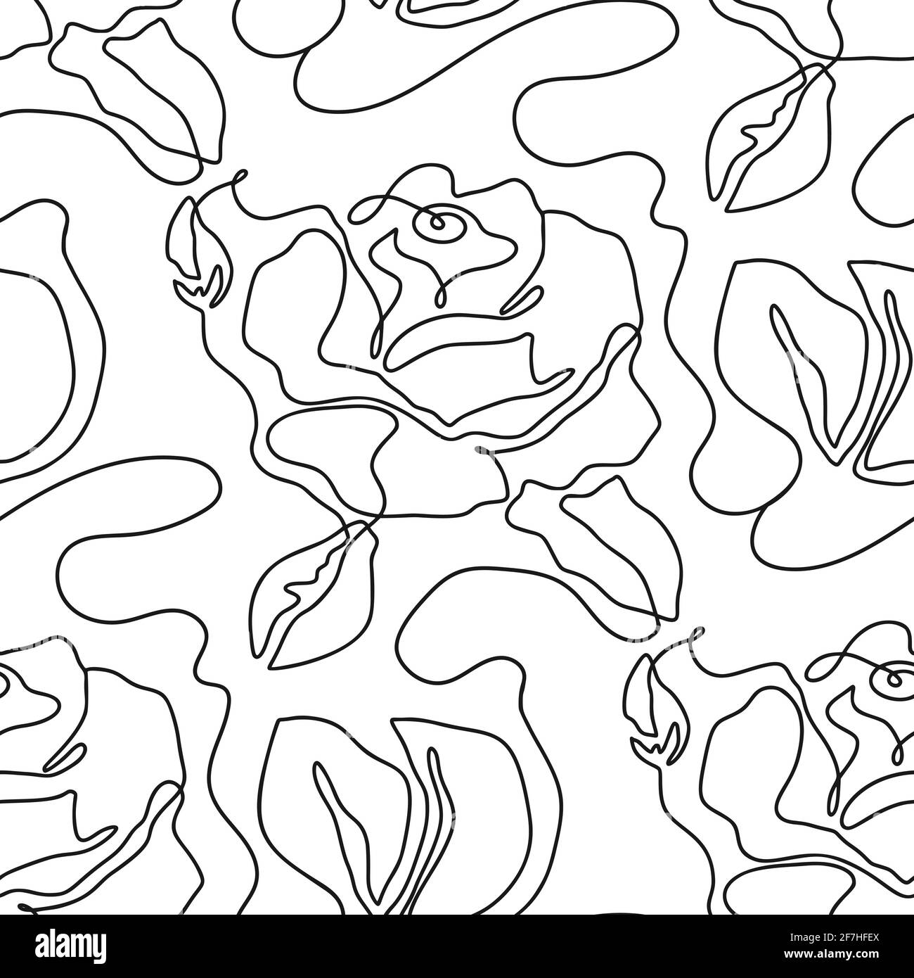 One line seamless modern pattern. Rose flower modern simplicity vector ...