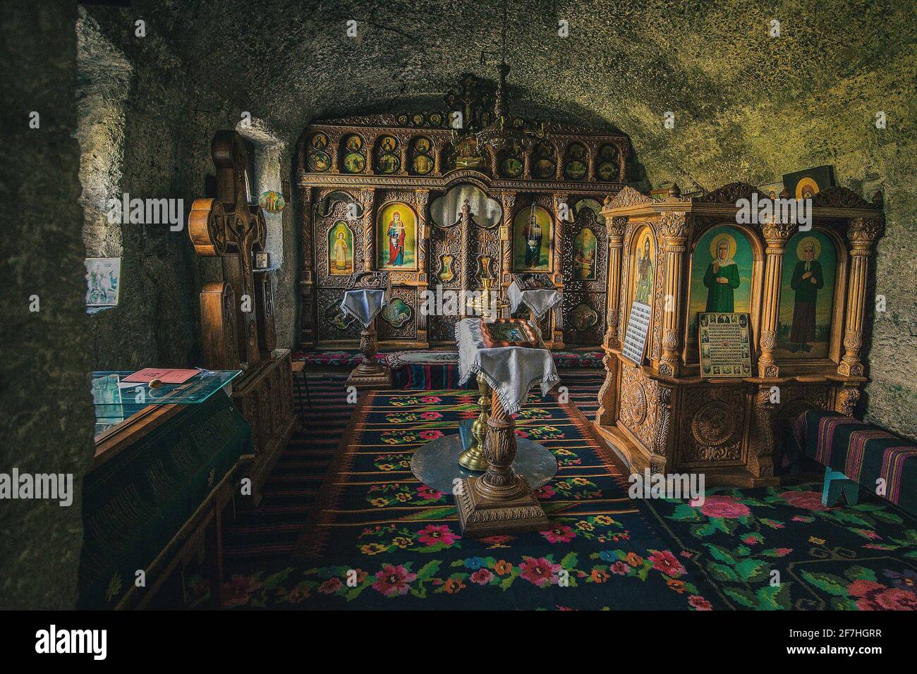 Interior of one of the cave monasteries in Orhei Vechi, close to ...