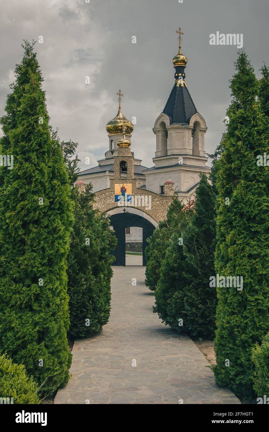 Beautiful landscape of rocks and trees at Orheiul Vechi monastery in ...