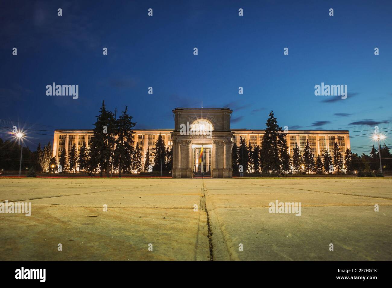 The Triumphal Arch in front of the Government building in Chisinau ...