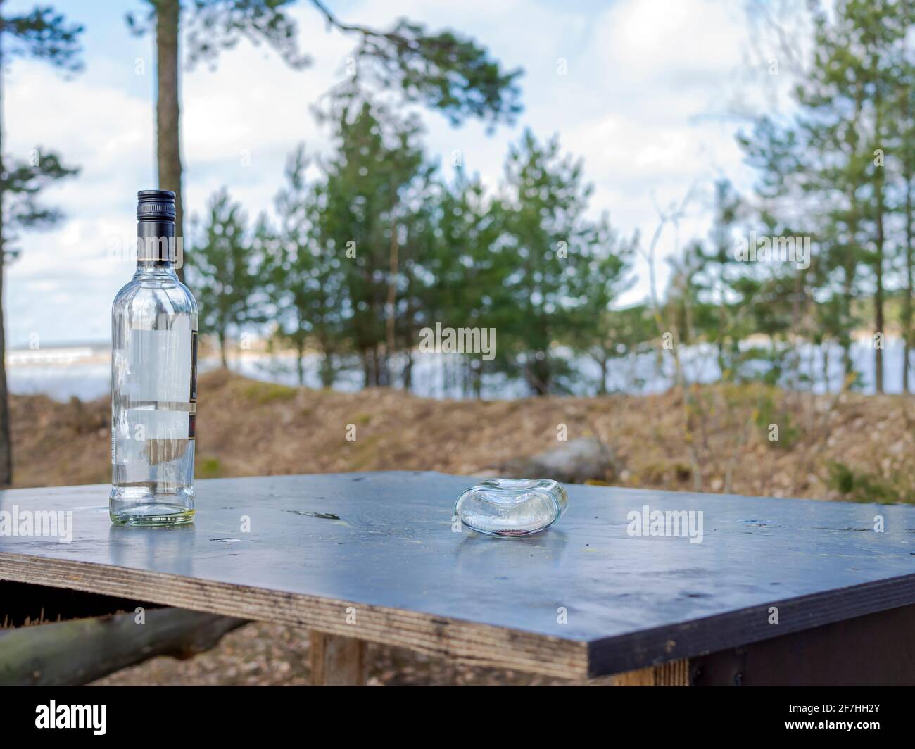 Alcohol bottles trash hi-res stock photography and images - Alamy