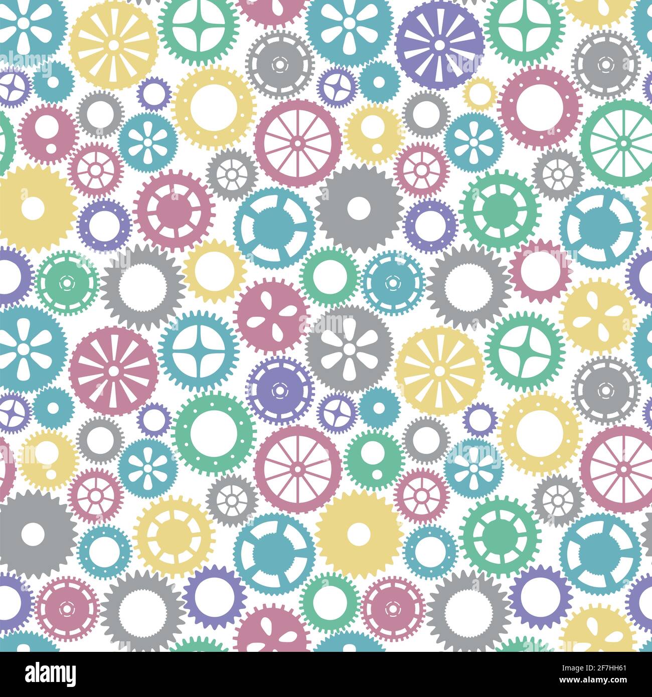 Vector seamless patern gears. Colored round gear elements of the ...