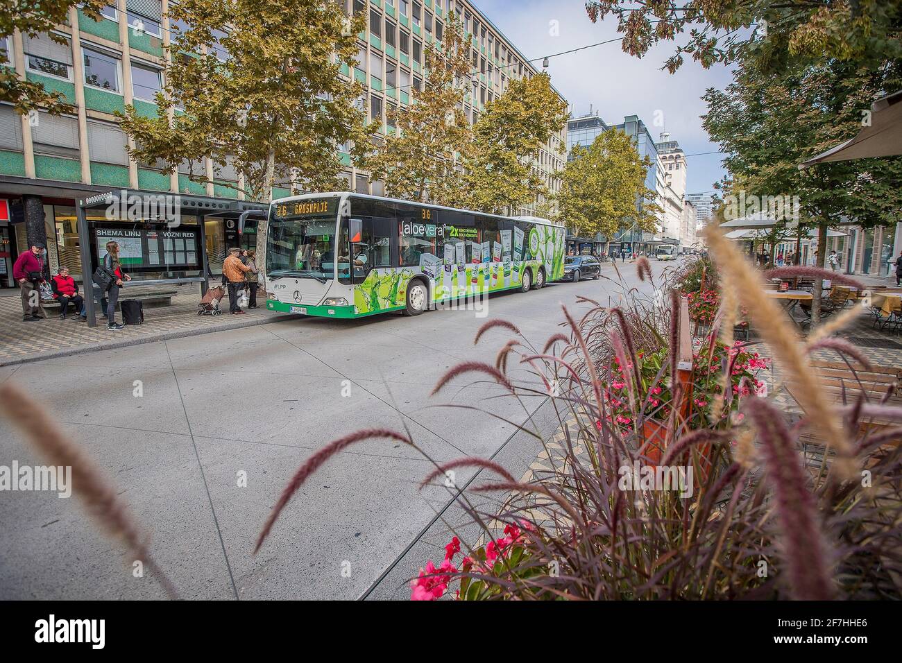 LJUBLJANA, SLOVENIA, 5. OCTOBER 2018: Public bus of complany LPP in the ...