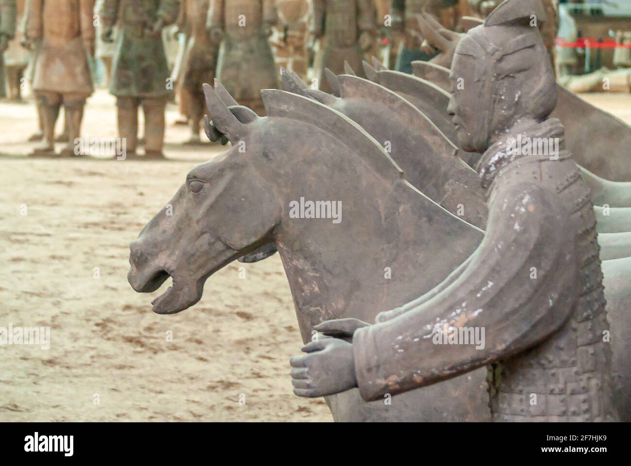 Xian, China - May 1, 2010: Terracotta Army of Qin Shi Huang. Closeup of ...