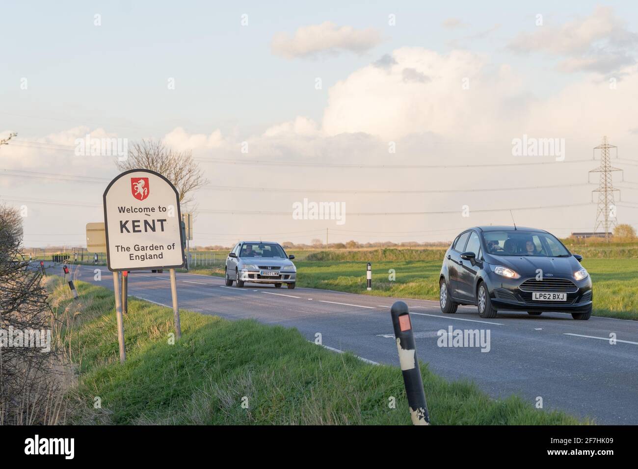 multiple turbines in Wind farm in south coast, Kent, England Stock ...