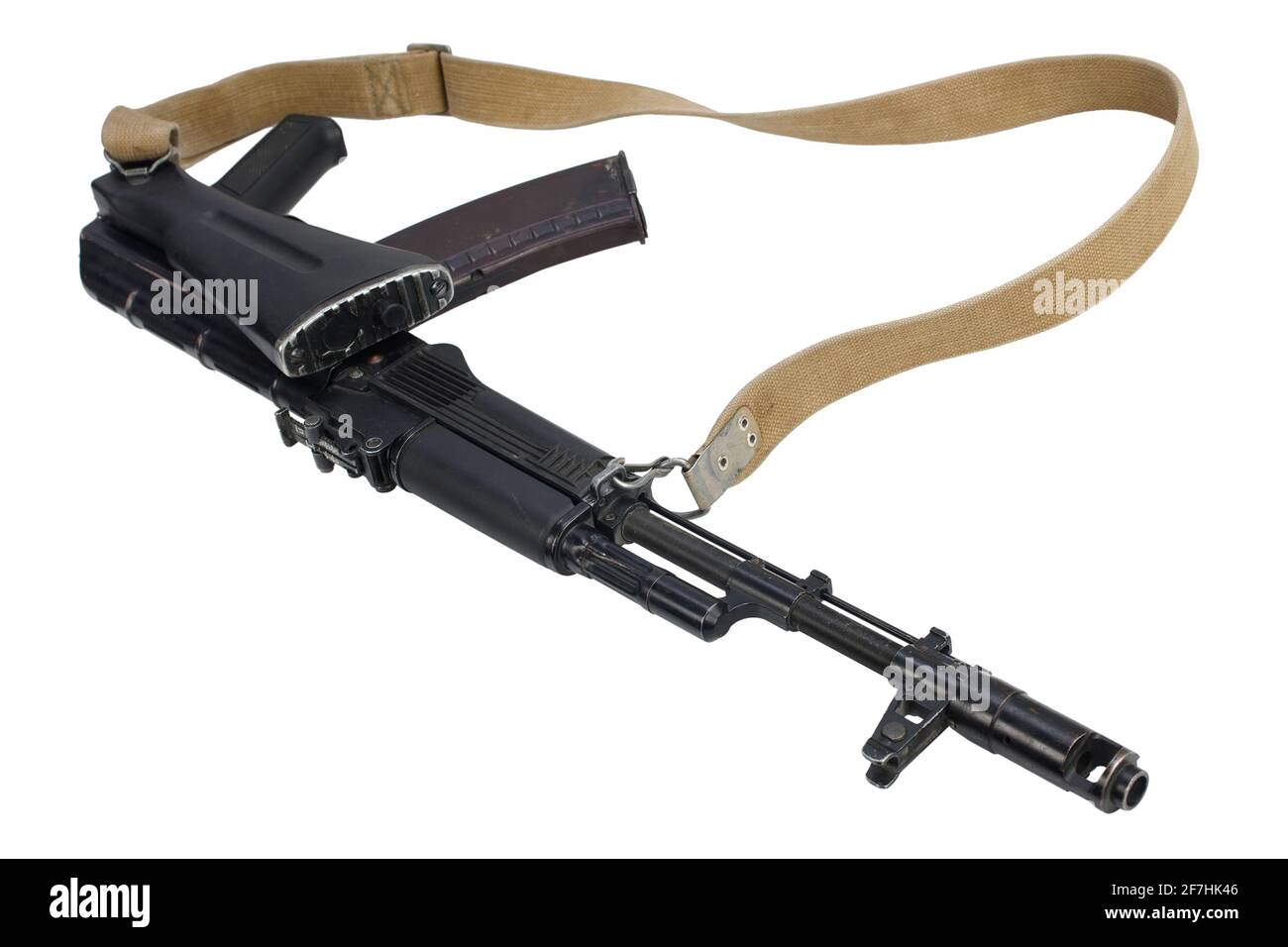 modern kalashnikov AK 74M assault rifle with folded stock isolated on ...