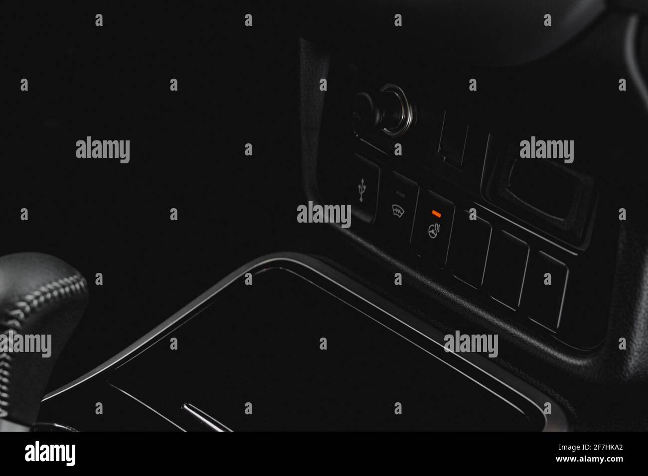 Control panel for windshield and steering wheel heating close up view ...
