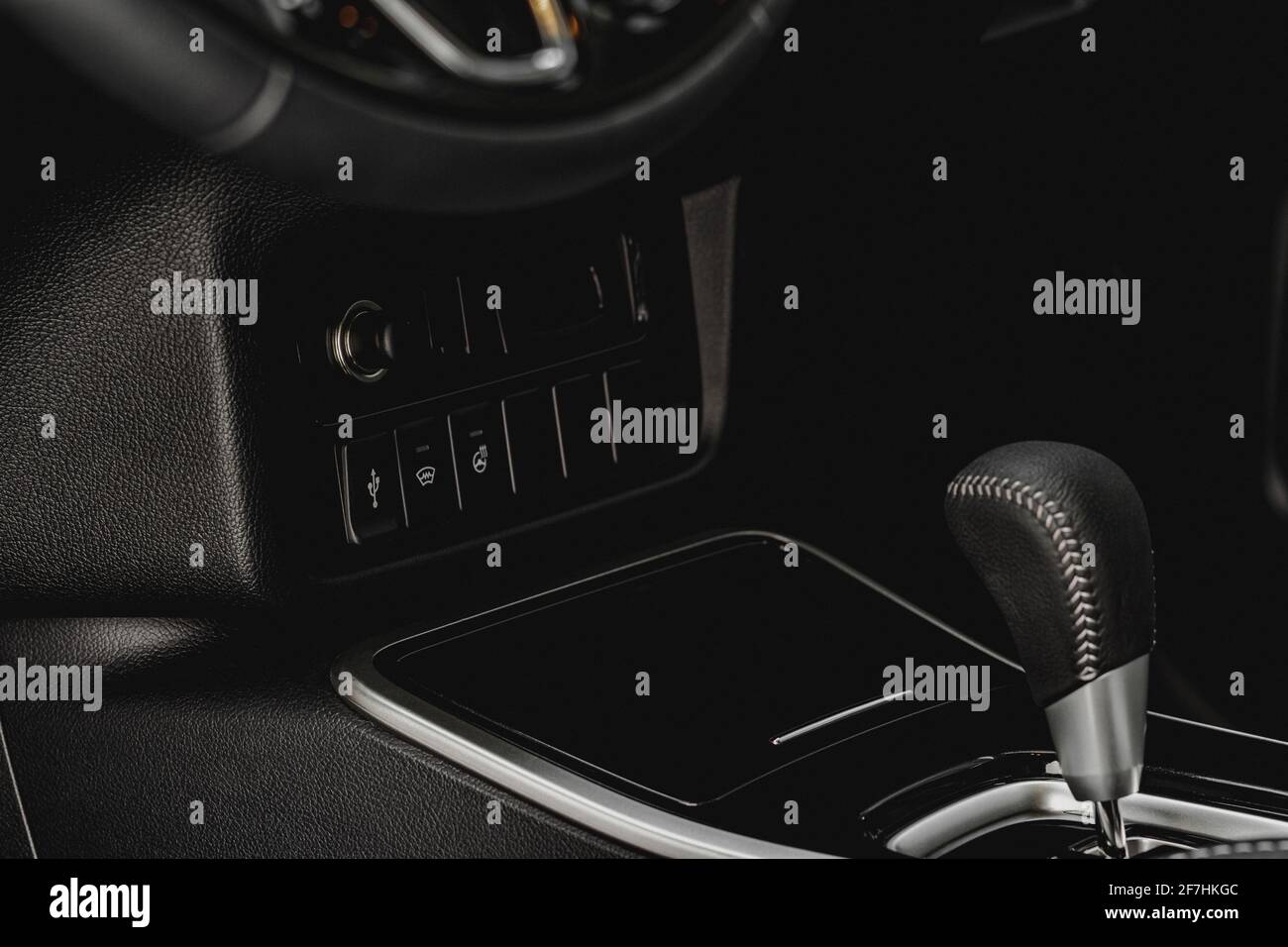 Control panel for windshield and steering wheel heating close up view ...