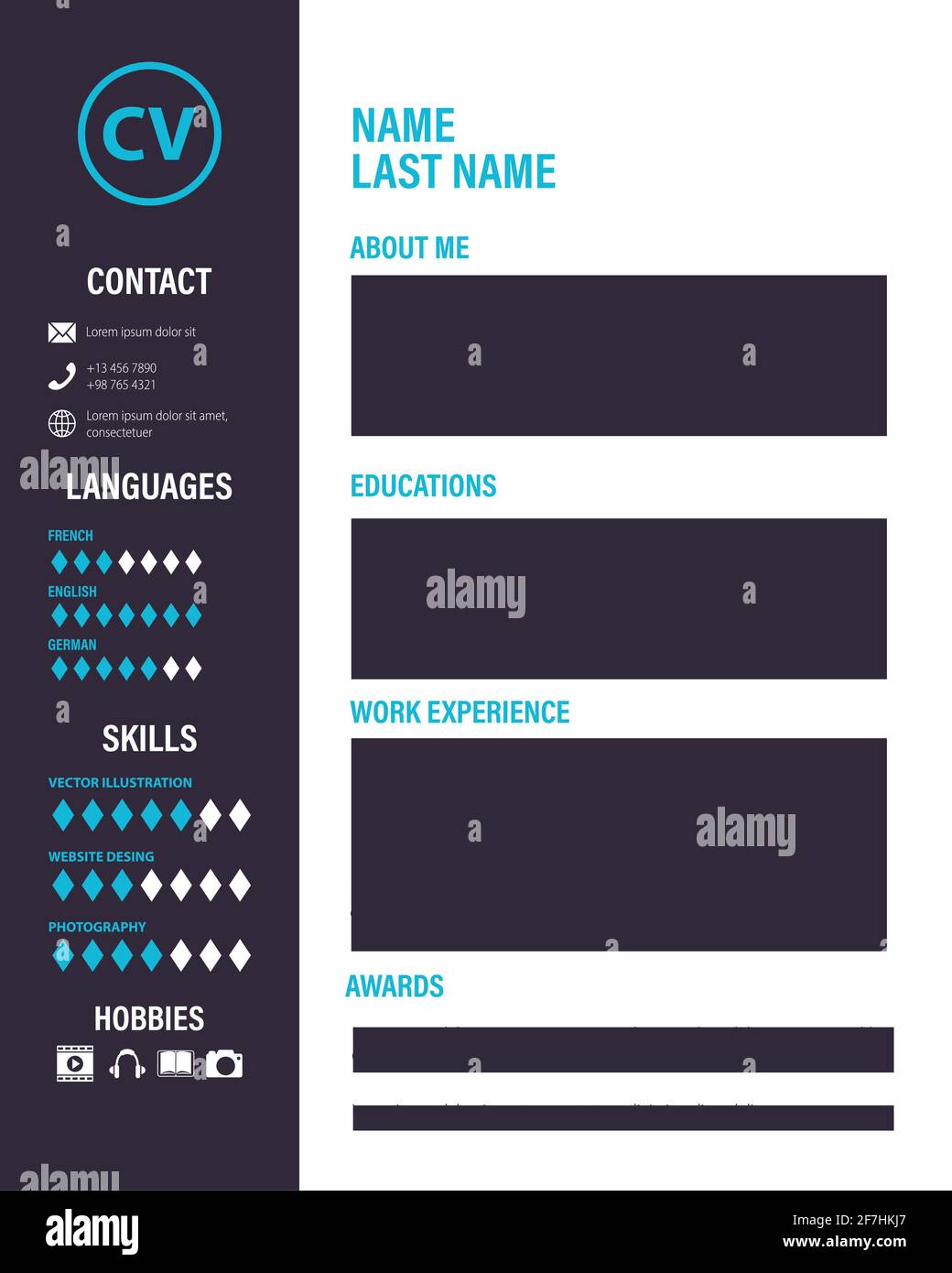 blue cv and curriculum document Stock Vector Image & Art - Alamy