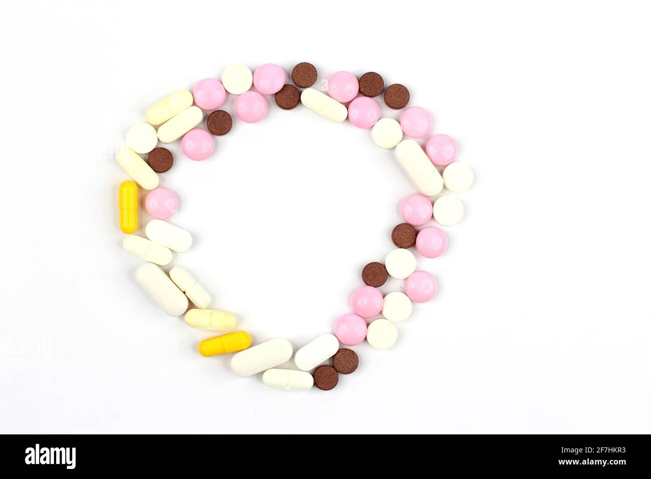 different medical pills on white background in circle shape Stock Photo ...
