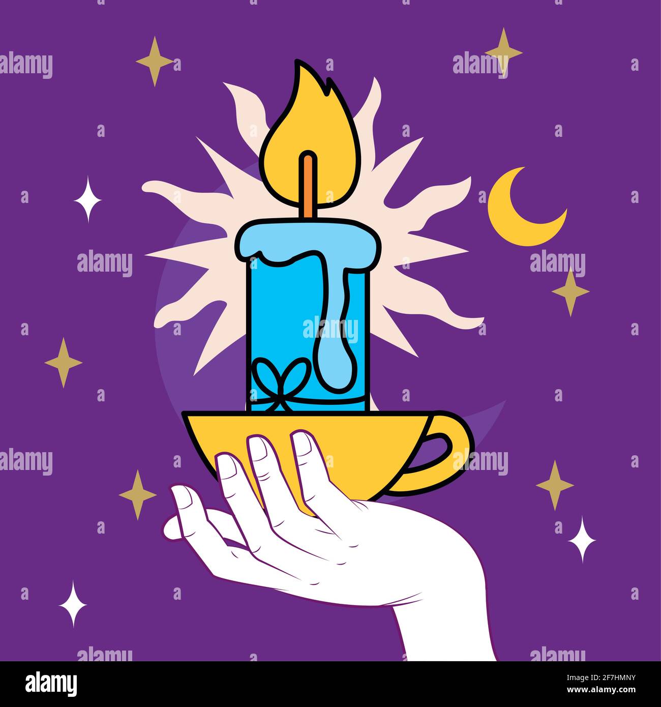 Esoteric magic candle on hand Stock Vector Image & Art - Alamy