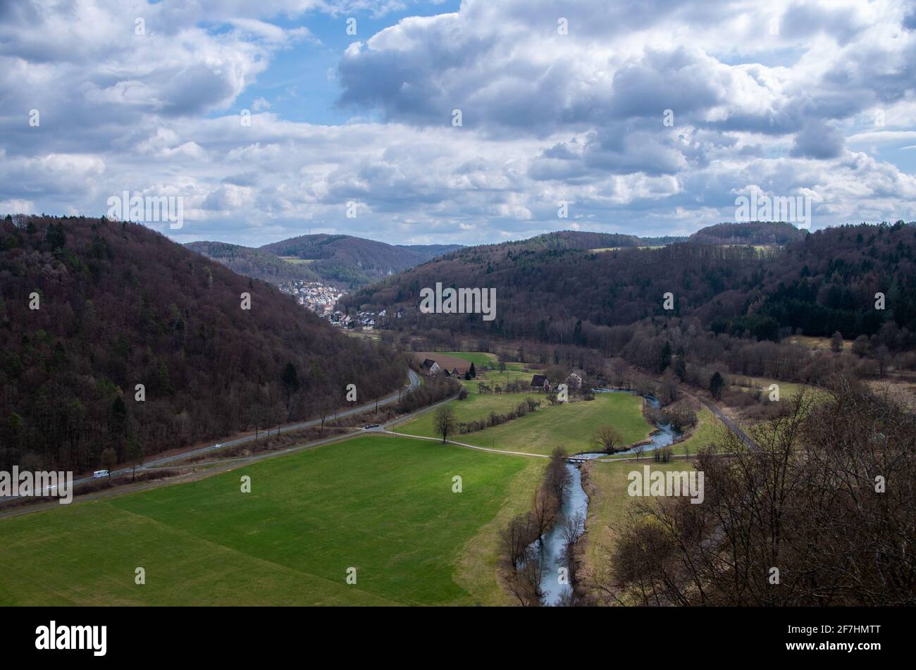 View from the ruins of Neideck Castle into the landscape of the Valley ...