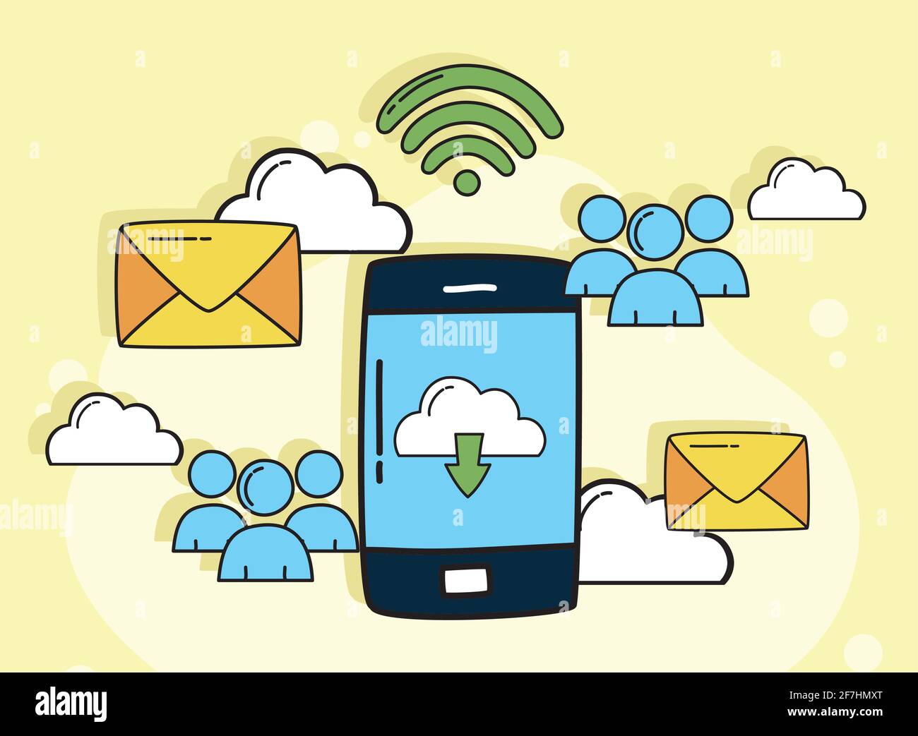 smartphone gadget with doodle symbols Stock Vector Image & Art - Alamy