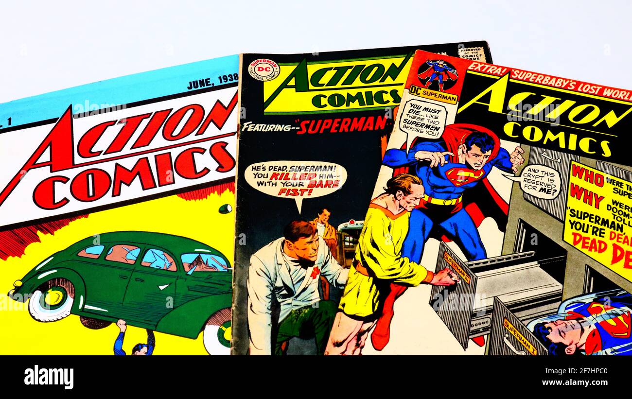 Cover of ACTION COMICS, American Comic book with Superman the first ...