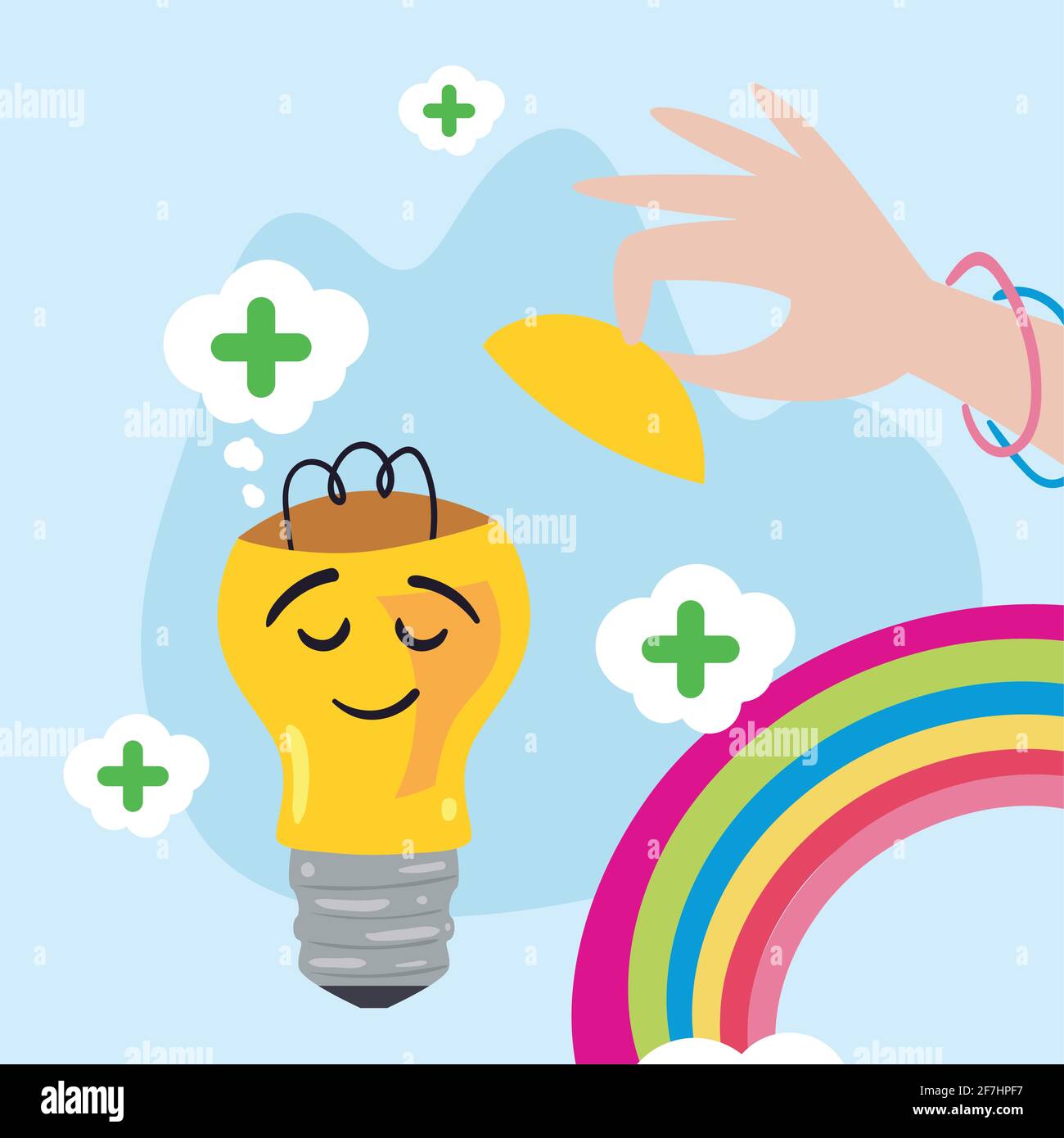happy light bulb and rainbow Stock Vector Image & Art - Alamy