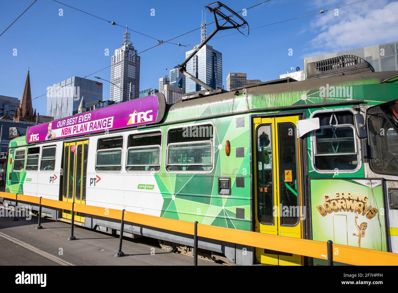 Melbourne public transport rail tram on Princes bridge,Victoria ...