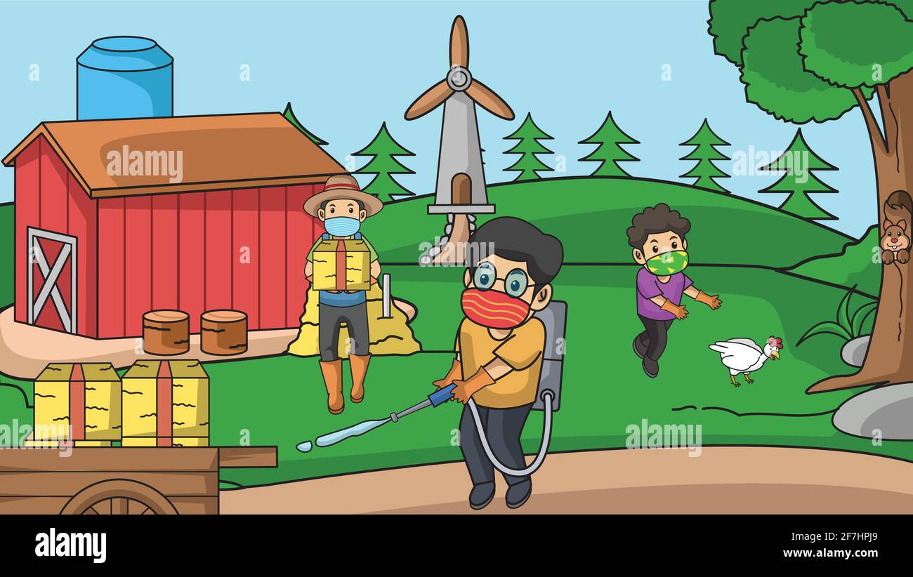 book vector illustration background in the farm.people using health ...