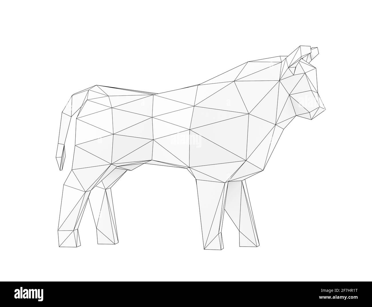 Sculpture of a low poly Bull, low polygon animal, 3d render Stock Photo ...