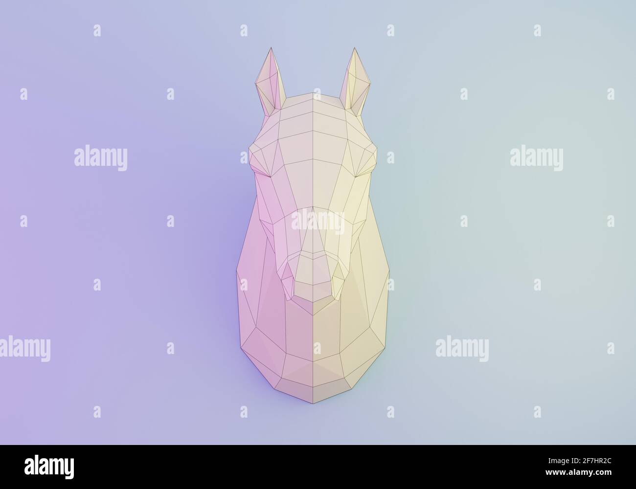 Paper sculpture of a polygonal Horse, folded paper animal trophy ...