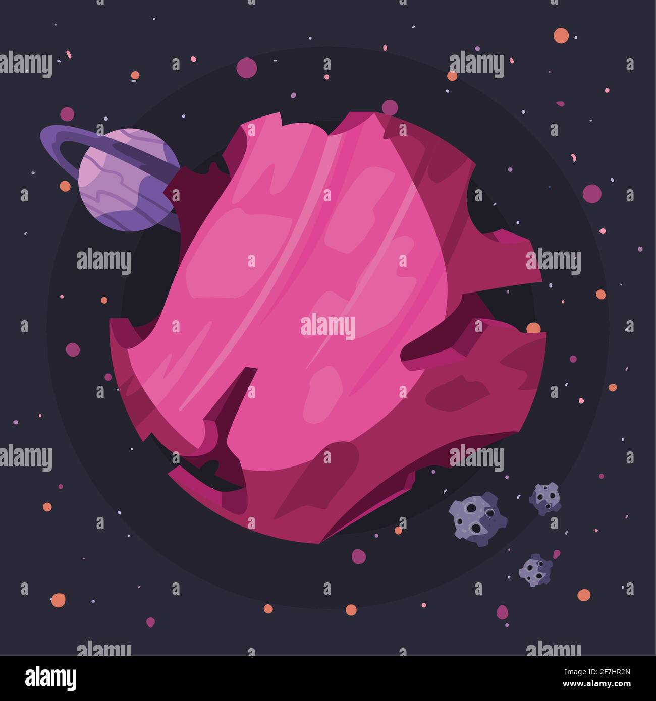 pink space planet and asteroids Stock Vector Image & Art - Alamy