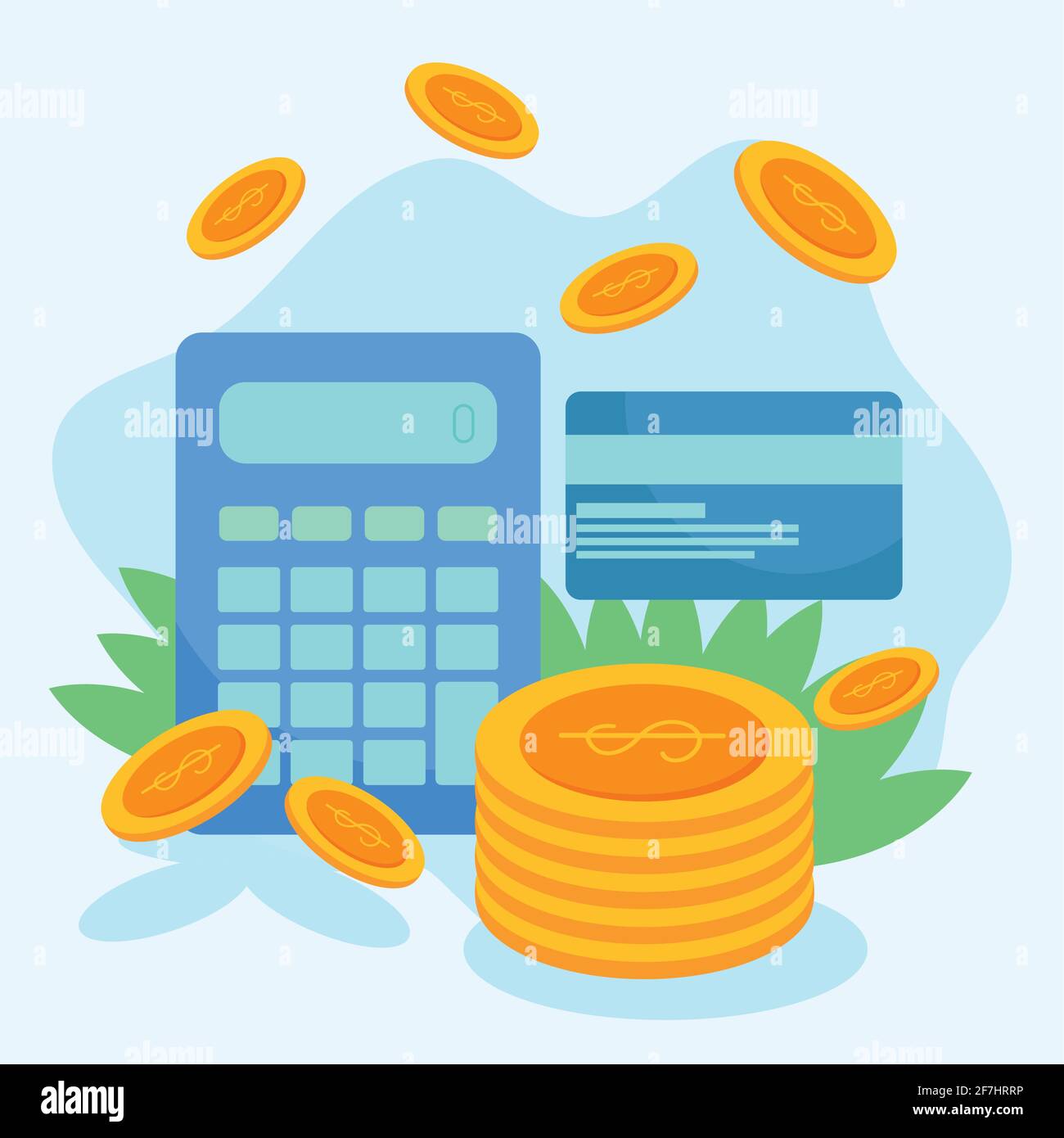 coins calculator and financial icons Stock Vector Image & Art - Alamy