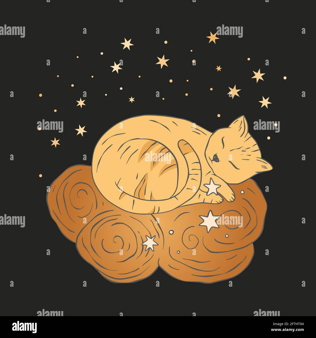 Sleeping cat on cloud Stock Vector Images - Alamy
