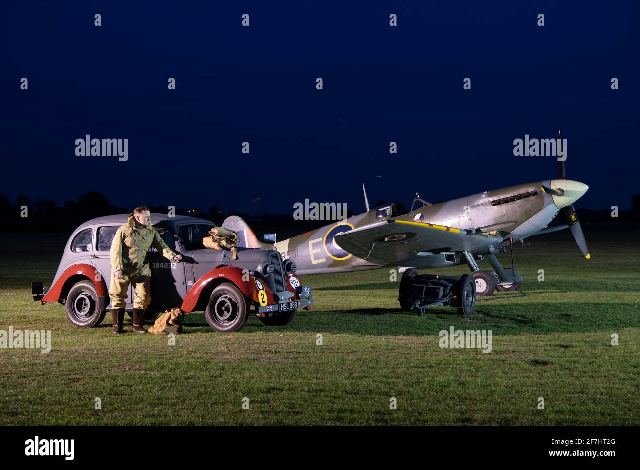 Spitfire Vc at night Stock Photo - Alamy