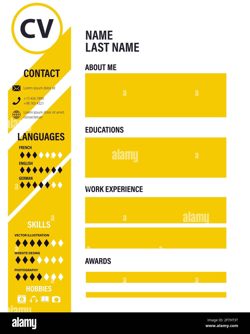 Cv curriculum vitae template Cut Out Stock Images & Pictures - Alamy