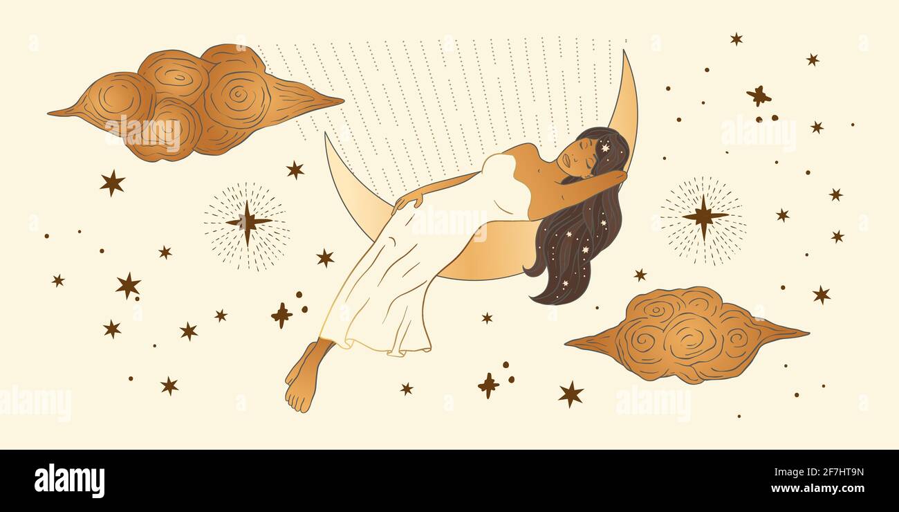 Celestial Dreaming Woman. African American lady sacred beauty ...