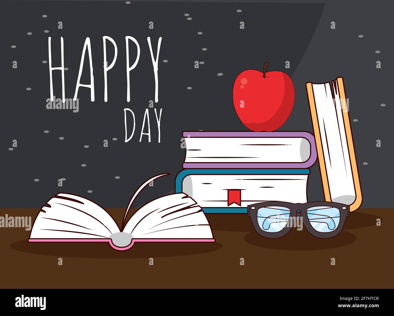 happy teachers day with books Stock Vector Image & Art - Alamy