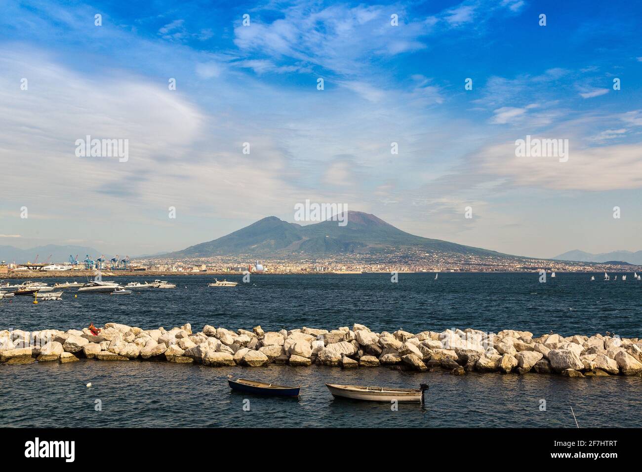 Mount Vesuvius in a summer day in the gulf of Naples, Italy Stock Photo ...