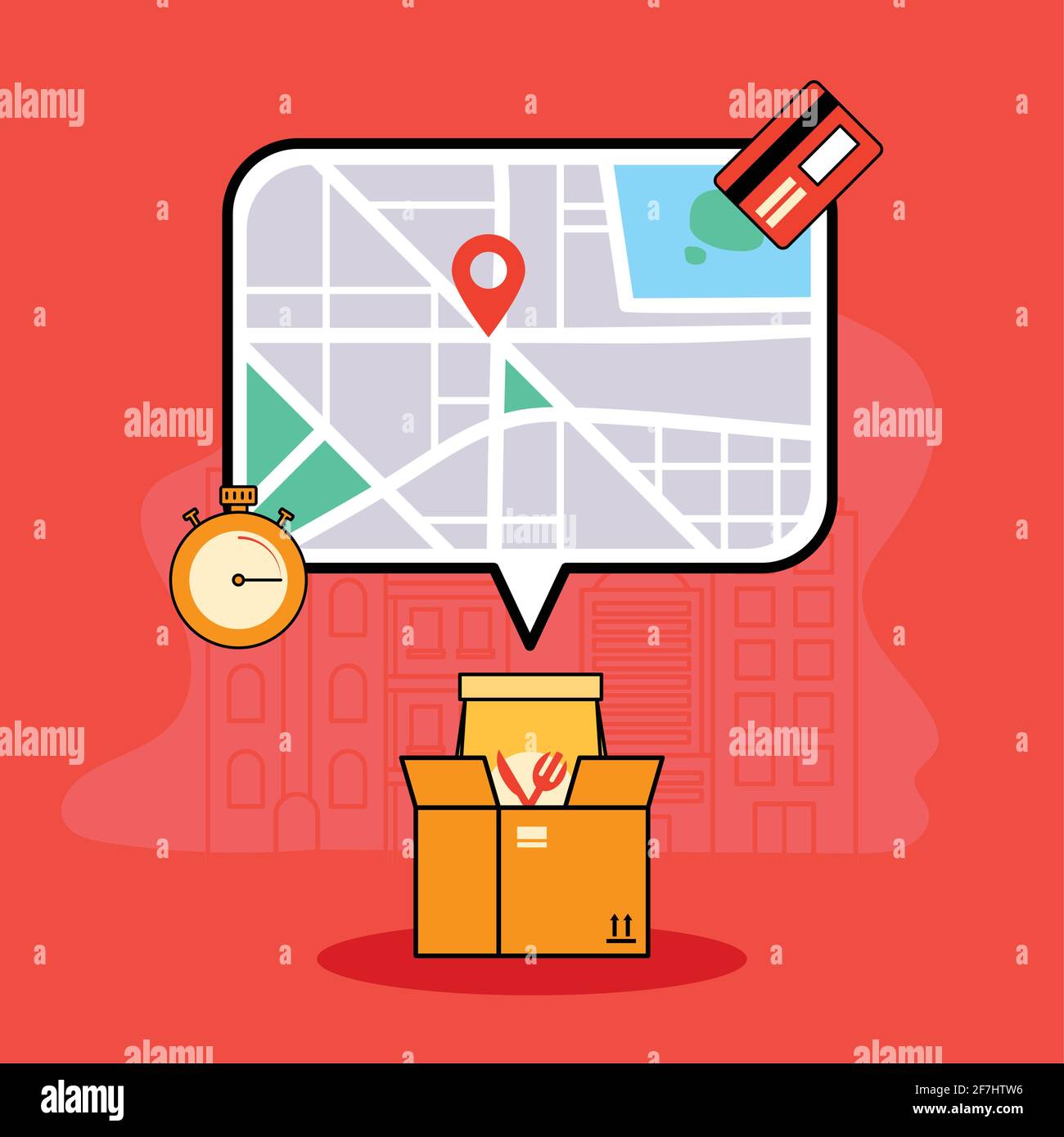 Delivery logistics box gps map Stock Vector Image & Art - Alamy