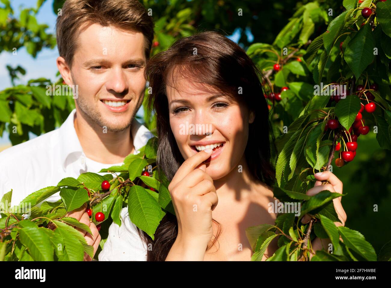 Young man eating cherries in hi-res stock photography and images - Alamy